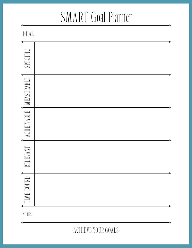 SMART Goals Worksheet PDF Printable Goal Setting Planner Digital ...