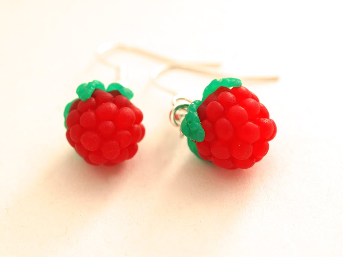Raspberry Earrings Polymer Clay Fimo Mini Food Fruit - Etsy