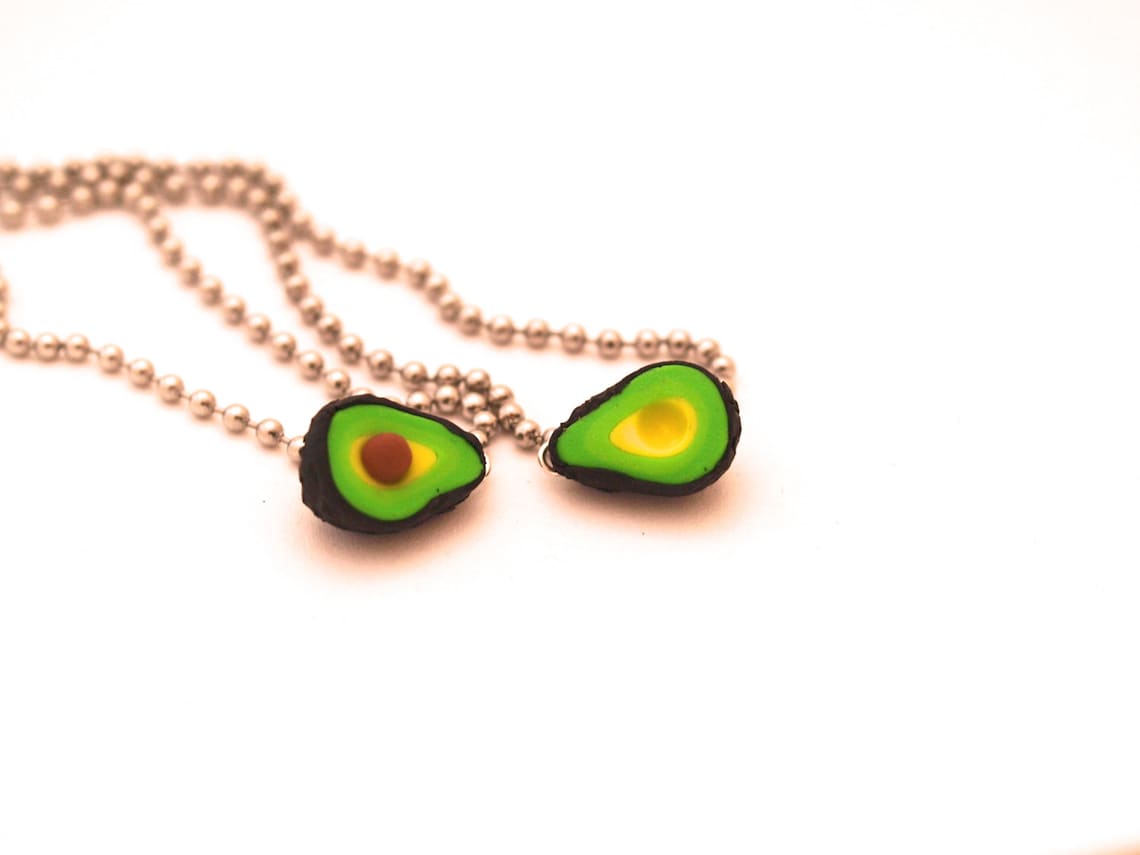 Avocado Friendship Necklaces, BFF Best Friends Necklace, Miniature Food ...