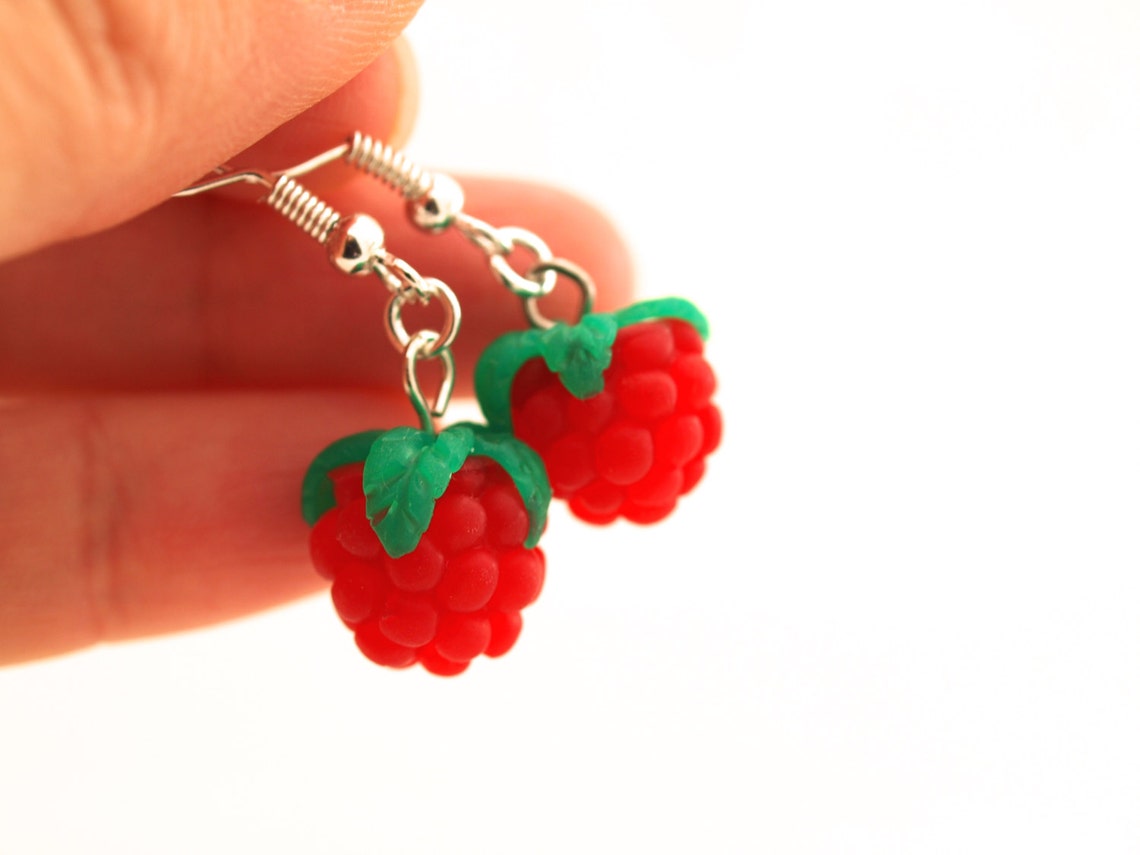 Raspberry Earrings Polymer Clay Fimo Mini Food Fruit - Etsy