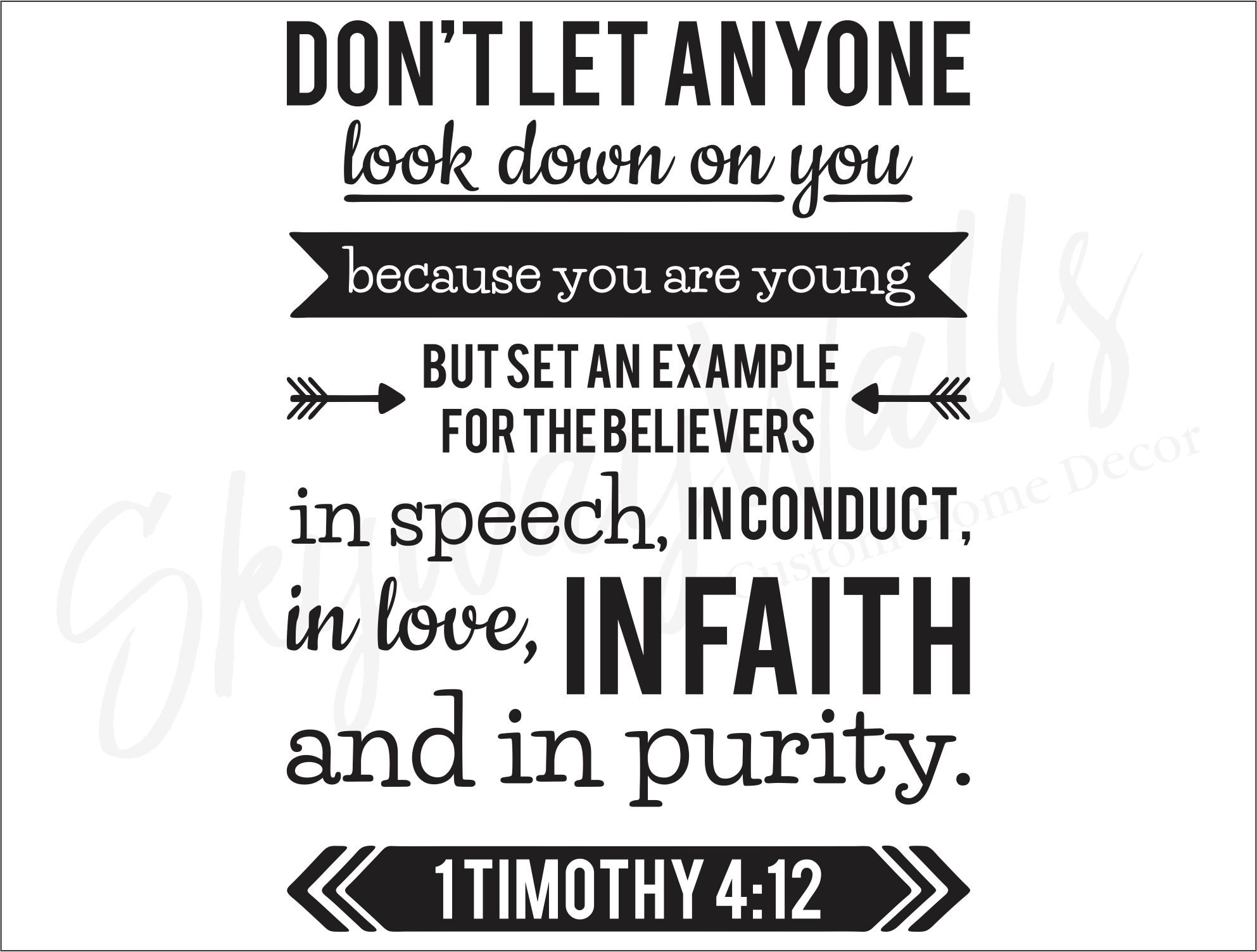 1 Timothy 4:12 Vinyl Wall Decal Don't let anyone look | Etsy