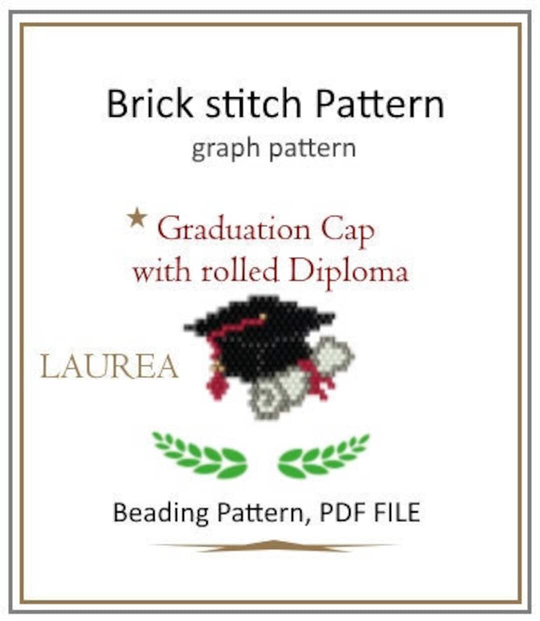 Graduation Cap With Rolled Diploma,beading Pattern,brick Stitch Pattern ...