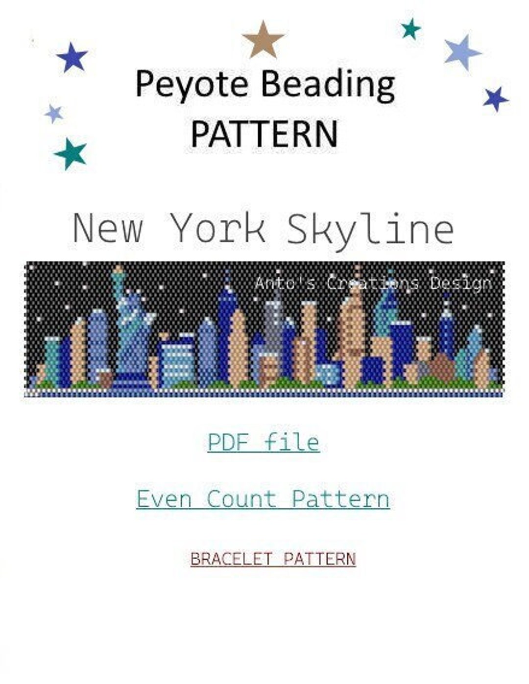 New York Skyline,bead Pattern,bracelet Pattern,peyote Stitch,even Count ...