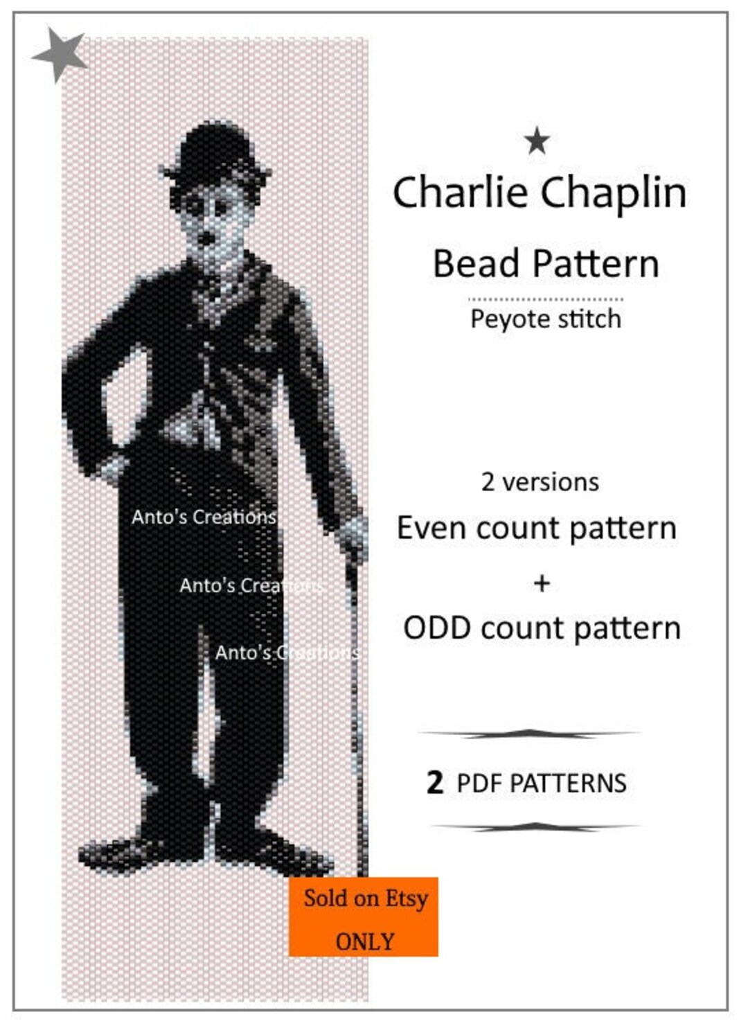 Charlie Chaplin 2 Bead Patterns,even Count+odd Count Pattern,peyote ...