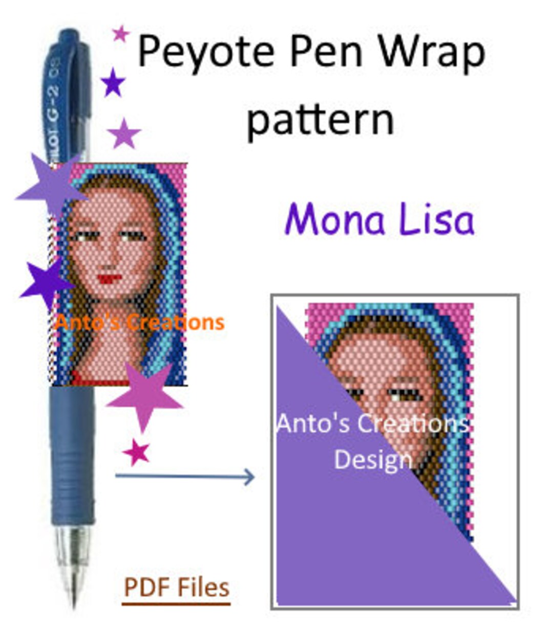 Mona Lisa Pen Pattern,beading Pattern,pen Cover Pattern for G2 Pen by ...