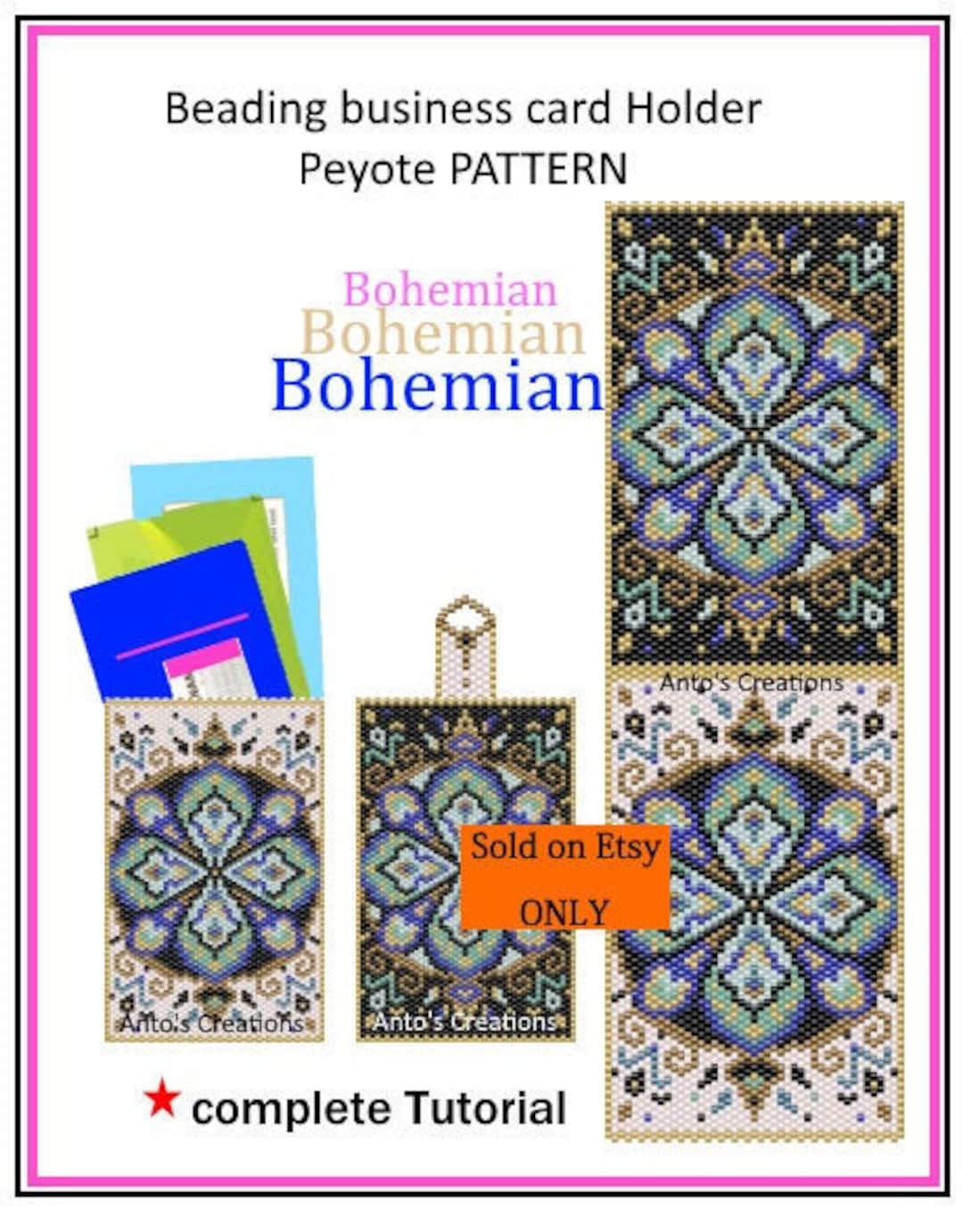 DIY Bohemian Business Card Holder,beading Peyote Pattern(odd Count ...