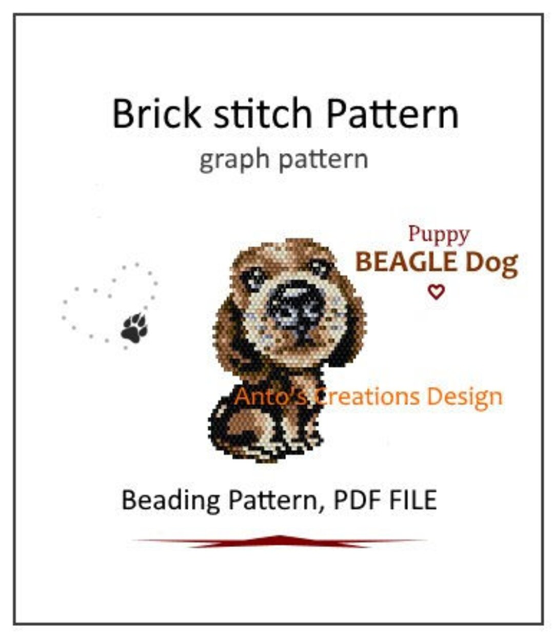 Beagle Dog,brick Stitch Pattern (or Peyote Stitch Pattern), Beading ...