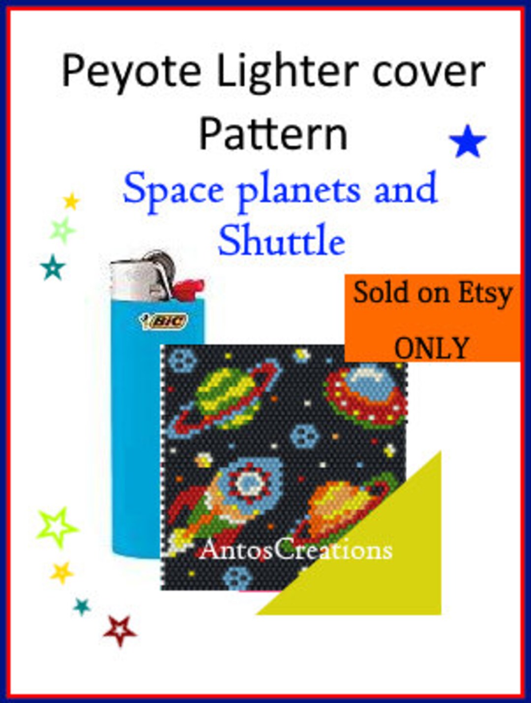 Space,planets,shuttle,spacecraft...lighter Cover Pattern,bead PEYOTE ...