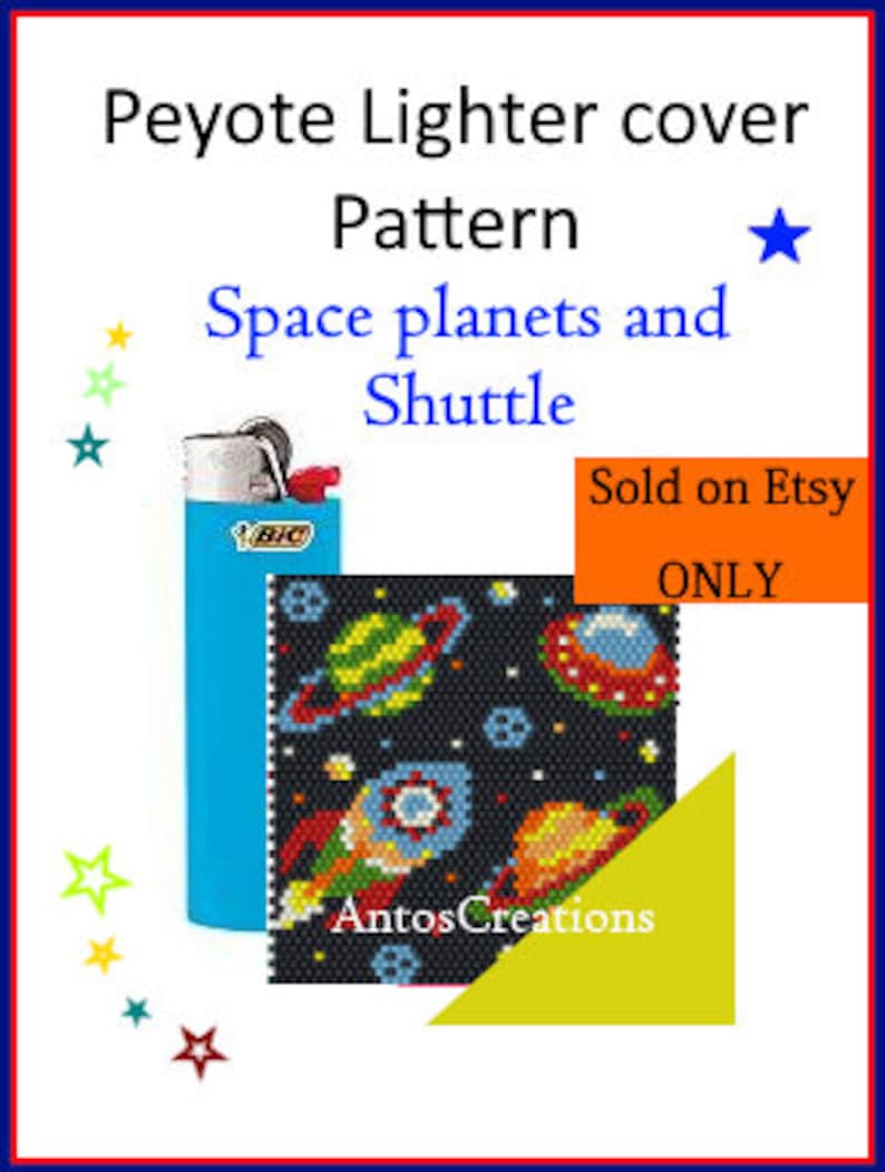 Space,planets,shuttle,spacecraft...lighter Cover Pattern,bead PEYOTE ...