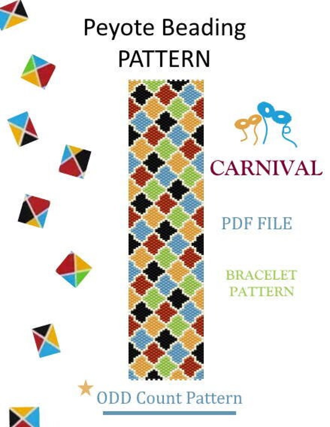Carnival Bead Pattern,bracelet Pattern,peyote Stitch Pattern,odd Count ...