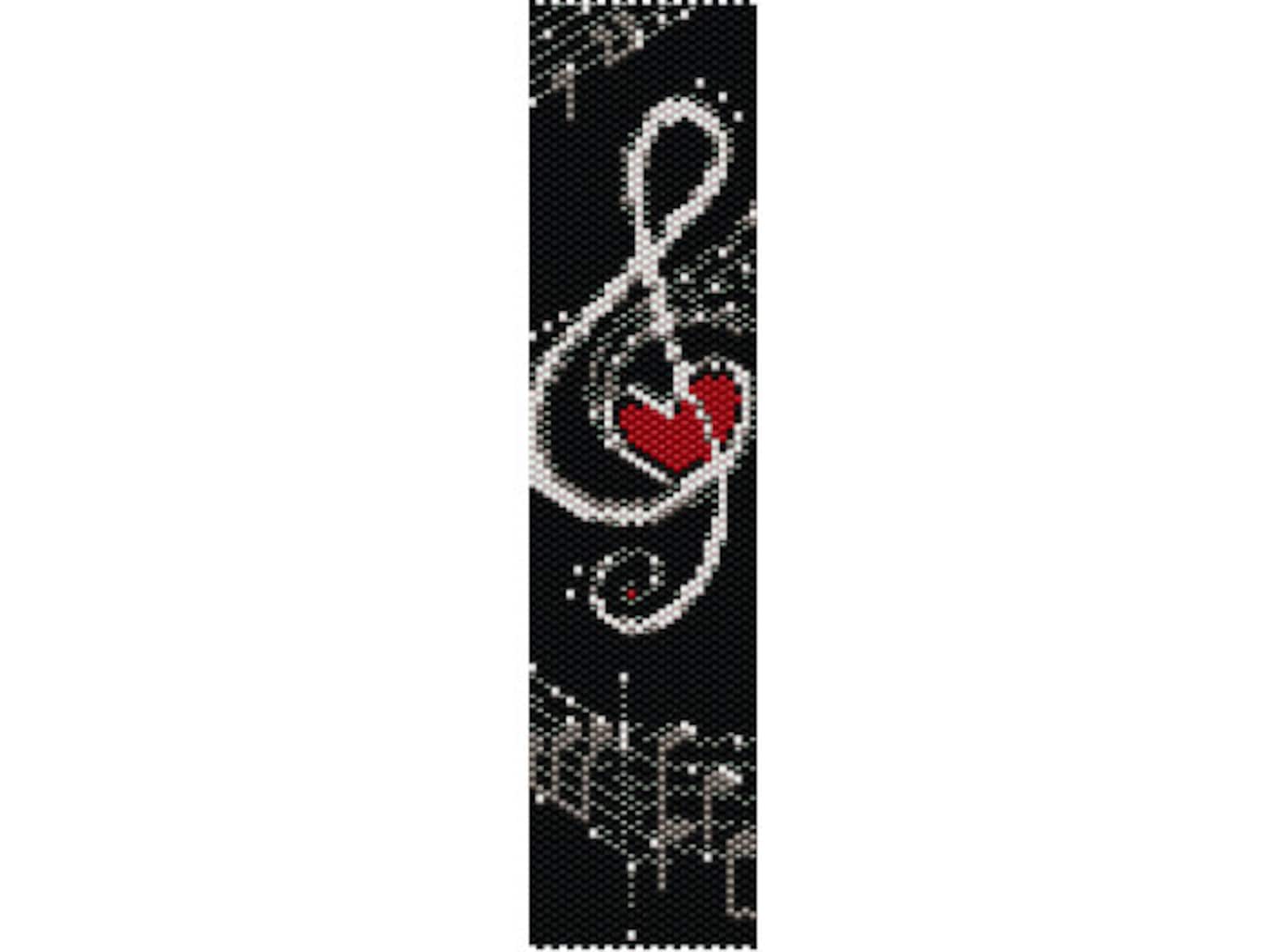 Treble Clef, Love, With Heart, Bead Peyote Pattern, Beading Pattern ...
