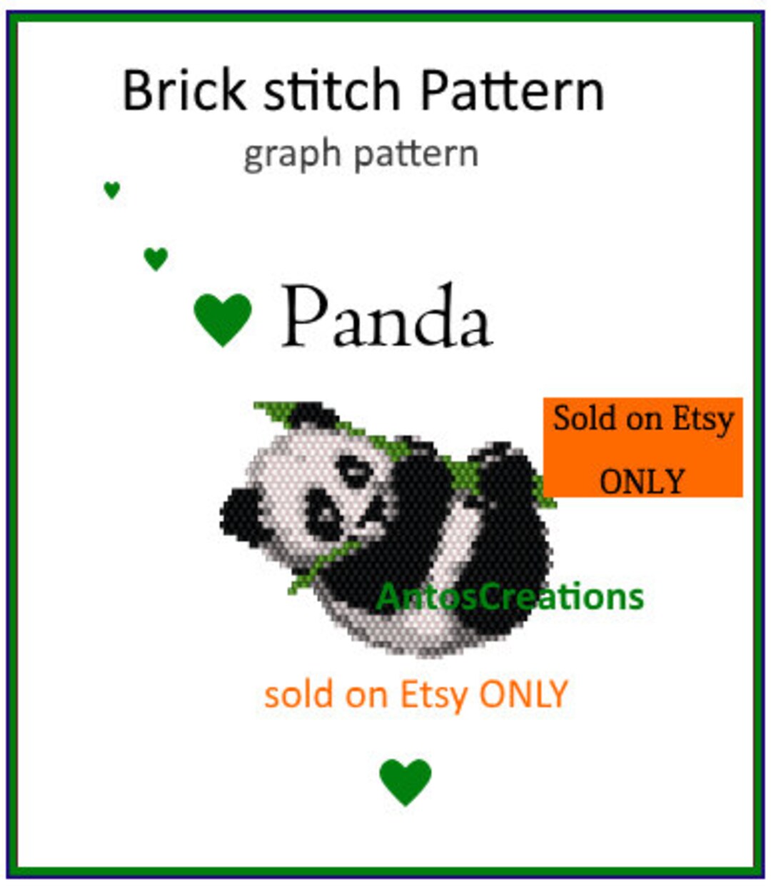 Panda With Bamboo, Brick Stitch Pattern(or Peyote Stitch Pattern ...