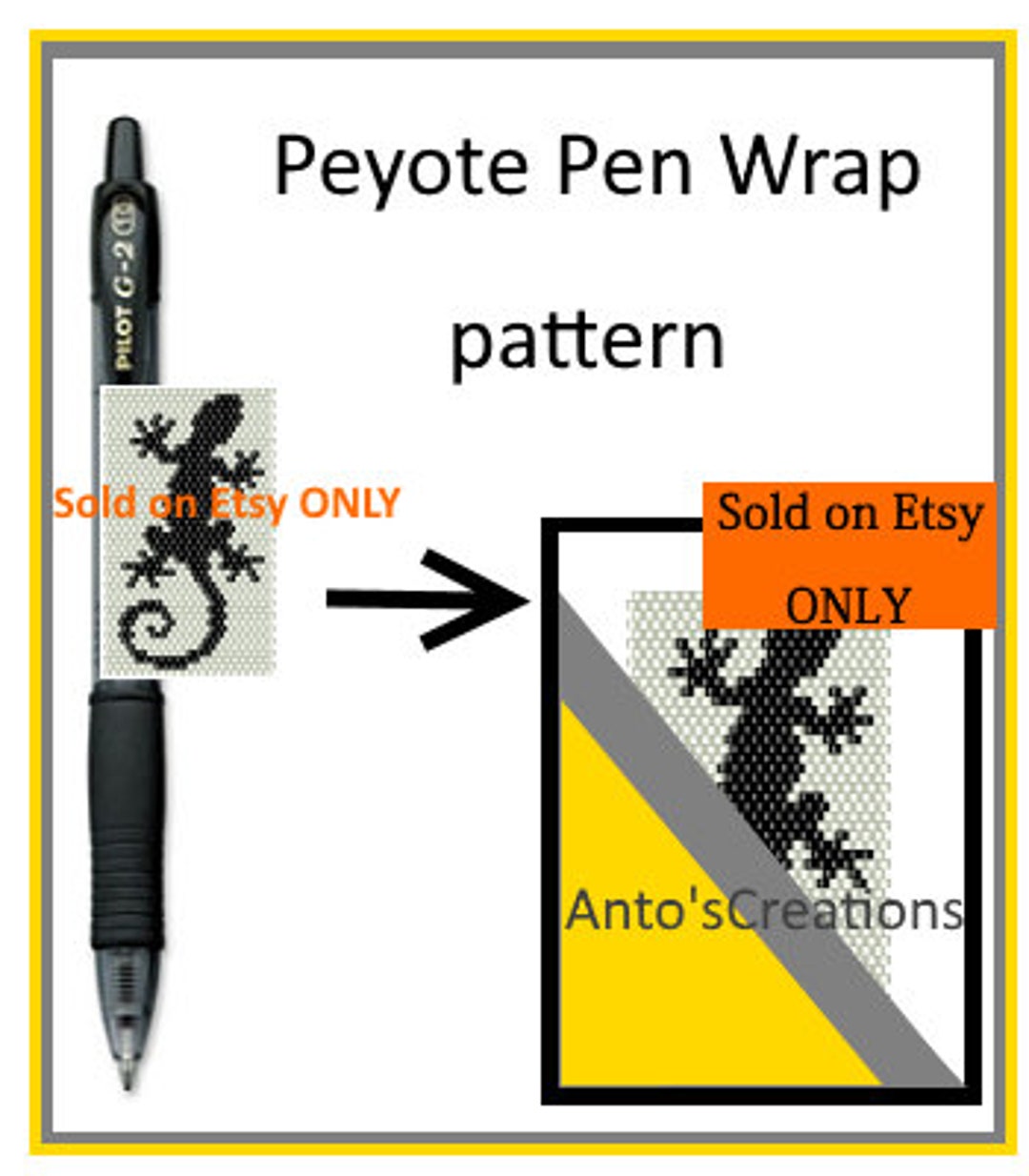Gecko,lizard,bead PEYOTE Pen Wrap Pattern,pen Cover Pattern for G2 Pen ...