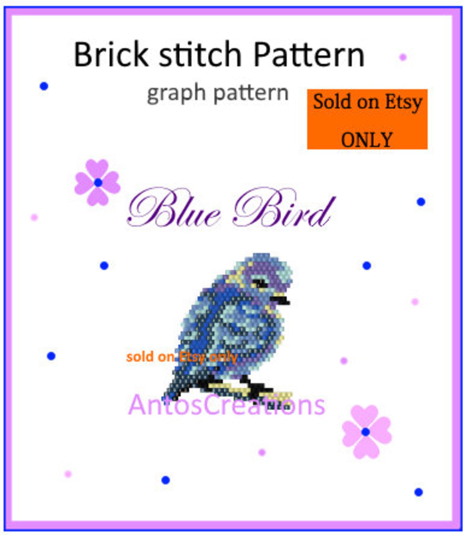 Blue Bird Brick Stitch Pattern beading Patternmiyuki | Etsy