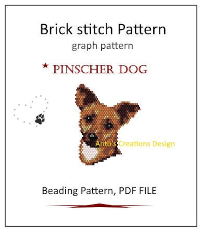 Pinscher Dog,brick Stitch Pattern (or Peyote Stitch Pattern), Beading ...