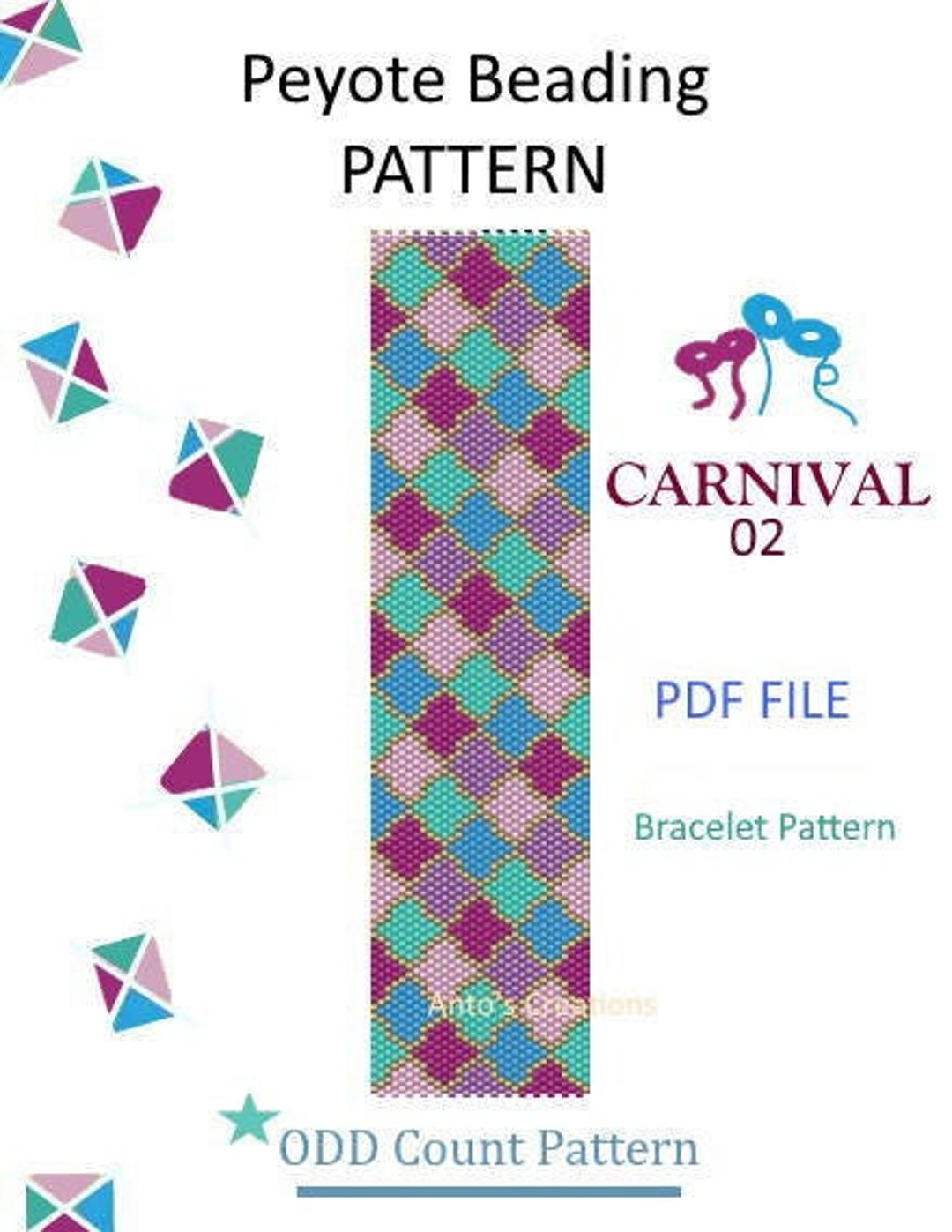 02 Carnival Bead Pattern,bracelet Pattern,peyote Stitch Pattern,odd ...