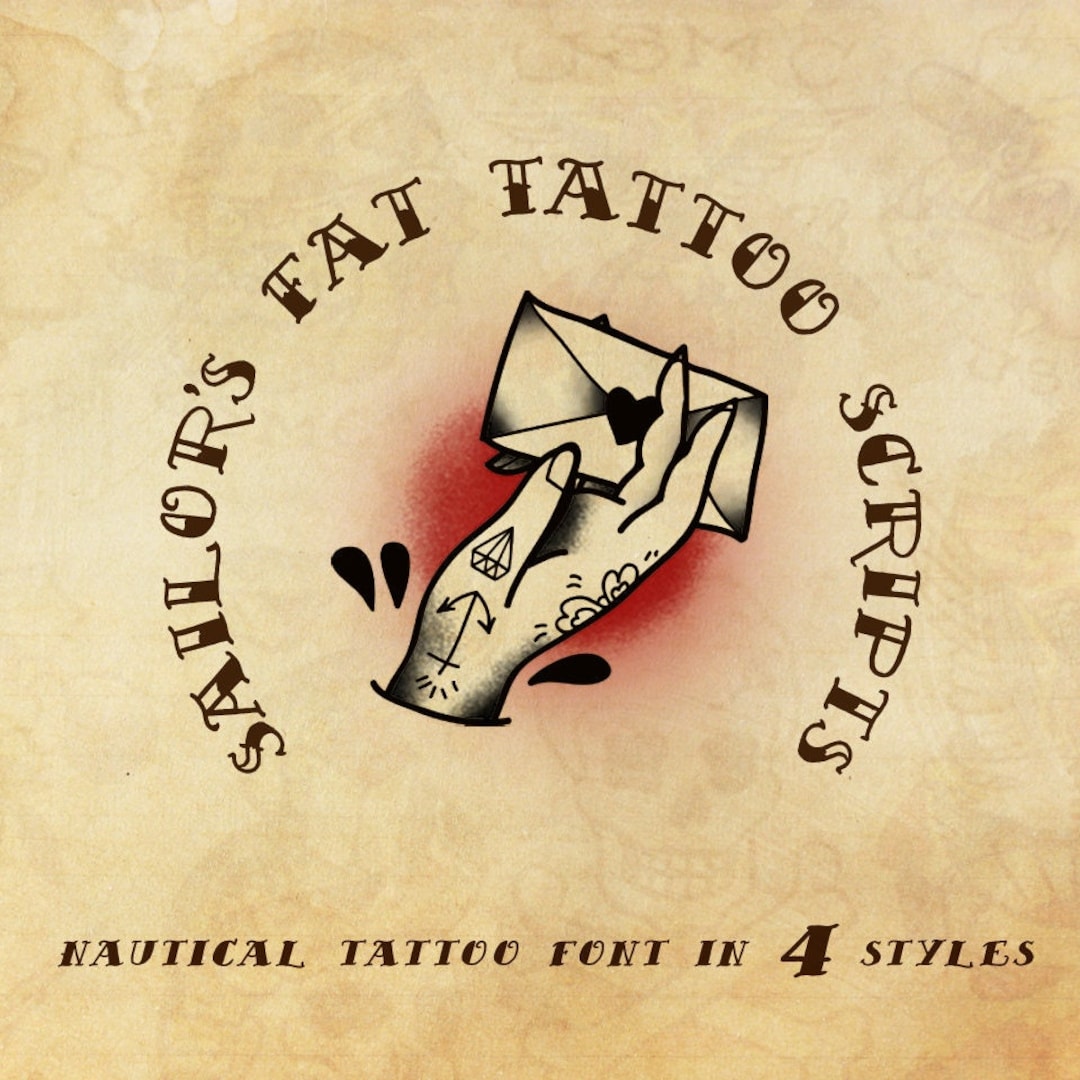Sailor's Fat Tattoo Traditional Tattoo Script Font Alphabet - Etsy