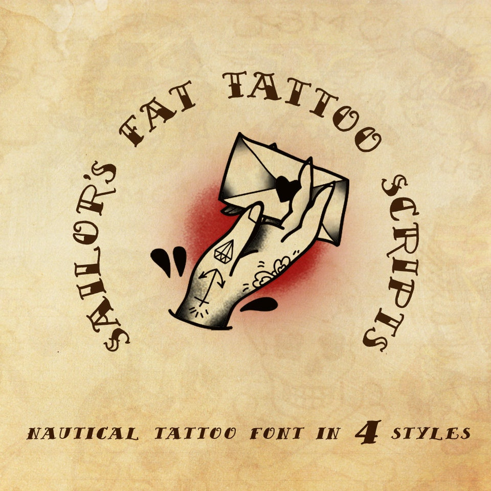 Sailor's Fat Tattoo Traditional Tattoo Script Font Alphabet - Etsy