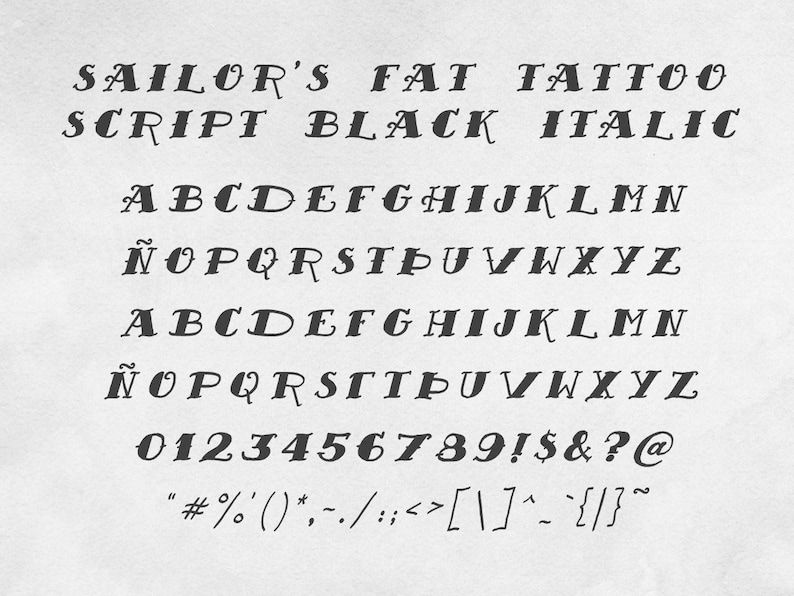 Sailor's Fat Tattoo Traditional Tattoo Script Font Alphabet - Etsy