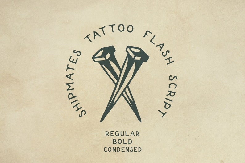 Shipmates Modern Hand-lettered Tattoo Flash Script Font - Etsy