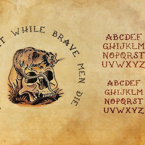 Rats Get Fat Traditional Tattoo Script Font Alphabet - Etsy