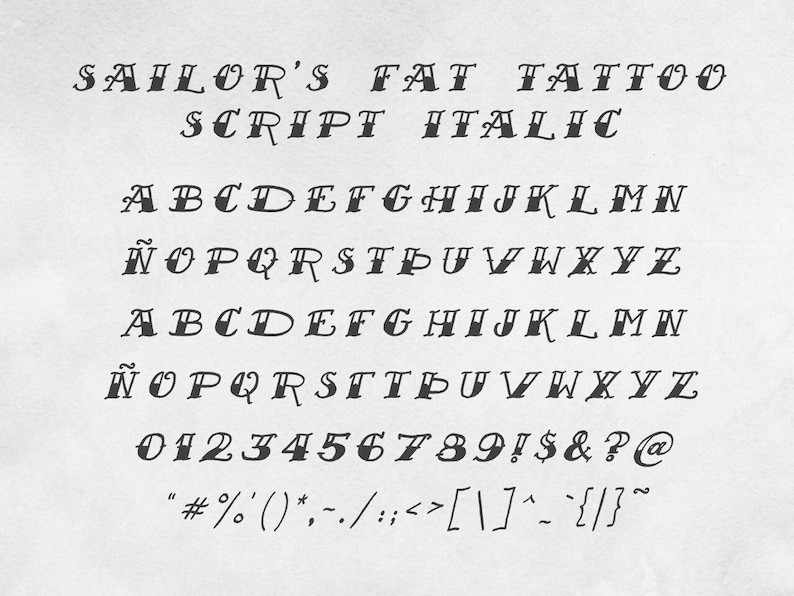 Sailor's Fat Tattoo Traditional Tattoo Script Font Alphabet - Etsy