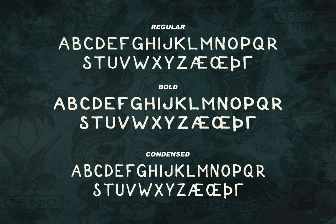 Shipmates Modern Hand-lettered Tattoo Flash Script Font - Etsy