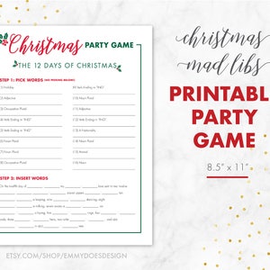 Christmas Party Game - Christmas Mad Libs - Adult Xmas Game - Family ...