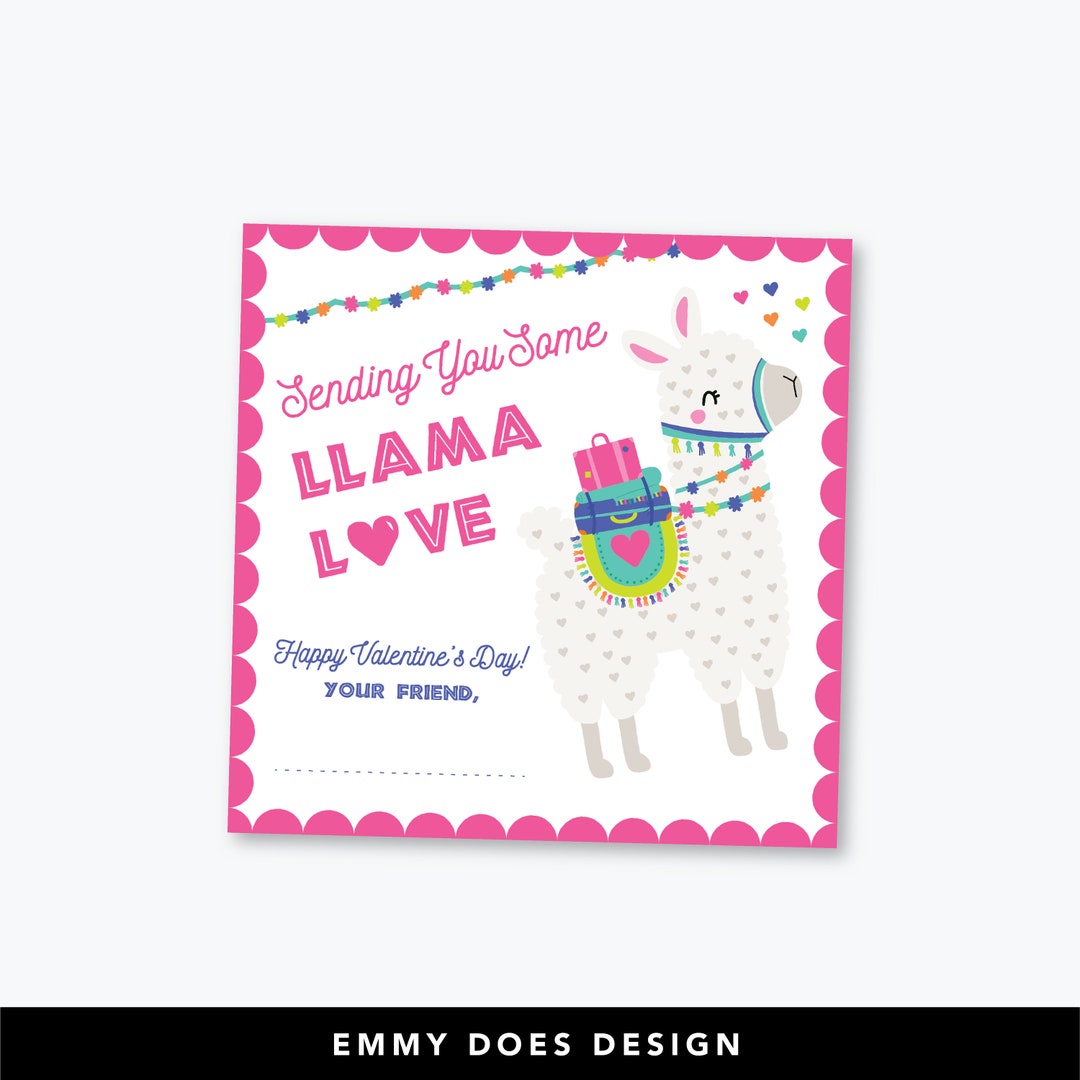 Llama Valentine Llama Love Printable Valentine School Valentine Instant ...