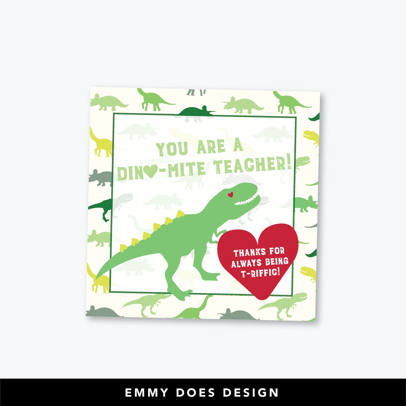 Printable Dinosaur Valentine for Teacher Dinomite Valentine Triffic ...