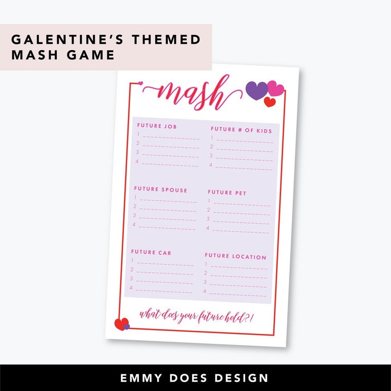 Valentine’s Day Games – MASH Game – Word Scramble – Galentine Party ...