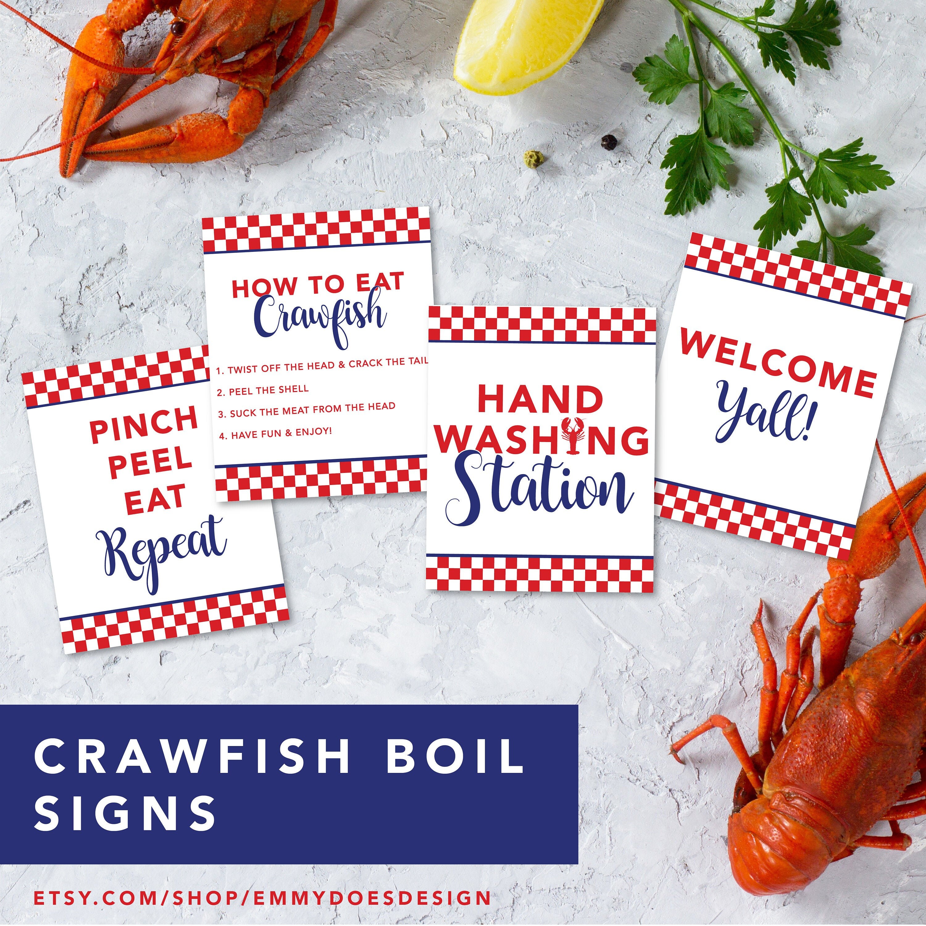 How to Eat Crawfish Mardi Gras Signs Crawfish Boil Party Signs ...