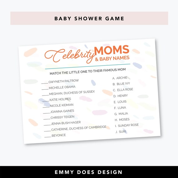 Printable Baby Shower Game Celebrity Baby Name Game Gender - Etsy