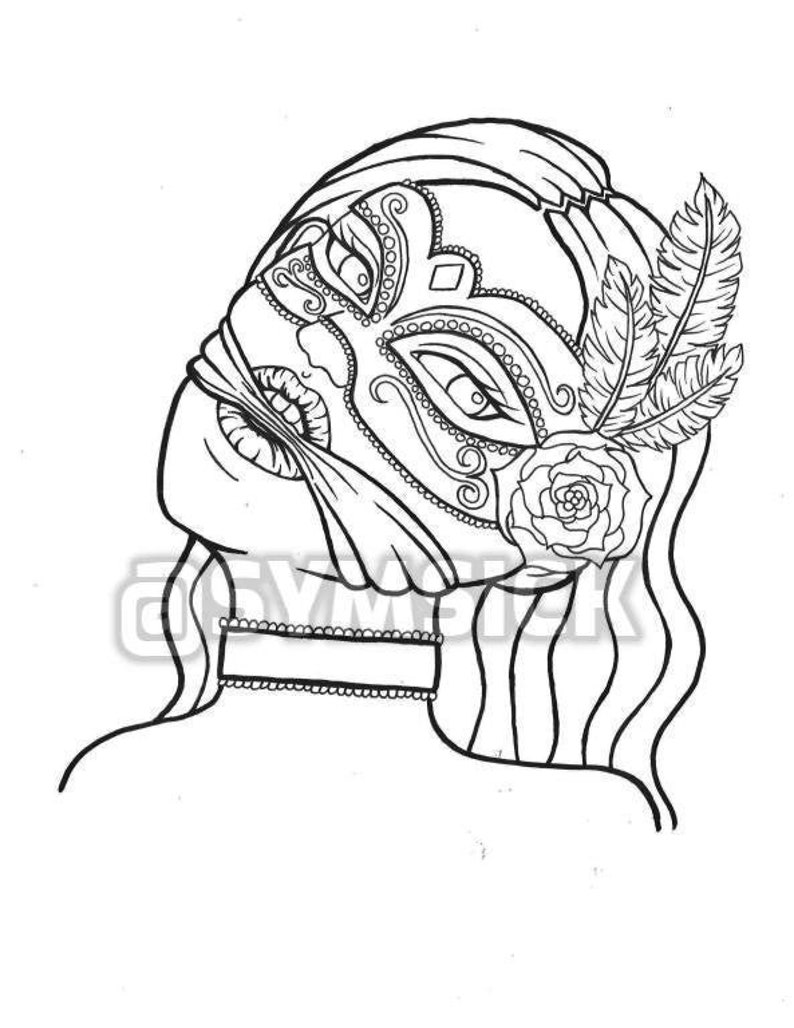 Masquerade Adult Coloring Page - INSTANT PDF DOWNLOAD - Etsy