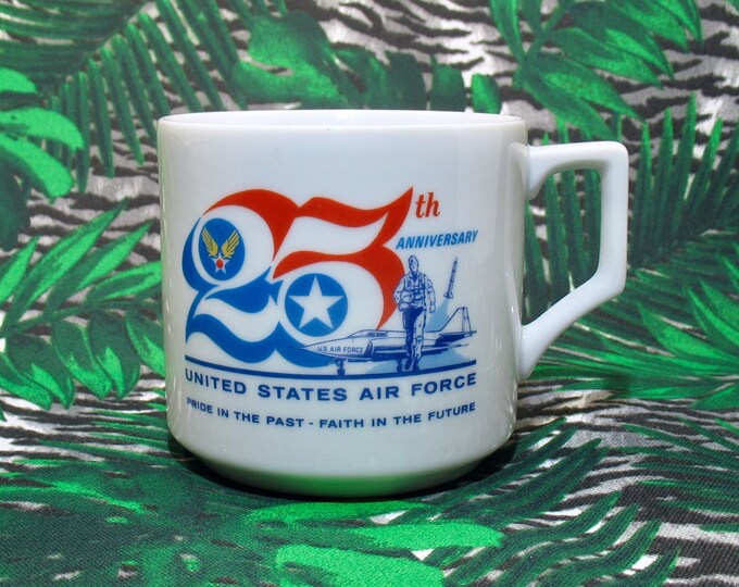 Air Force 25th Anniversary Mug 1972 Vintage Coffee Cup Tea USAF 70s Red ...