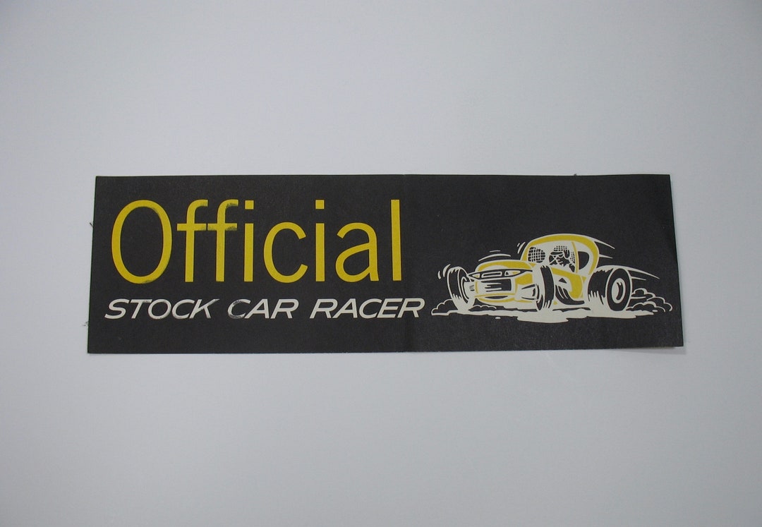 Stock Car Racer Bumper Sticker, Official Driver Decal, Yellow Black 50s ...
