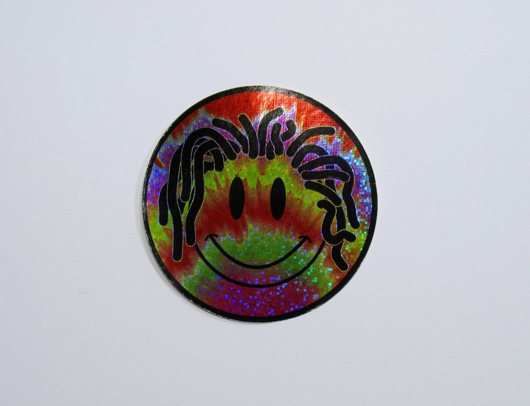 Rasta Smiley Face Sticker, Psychedelic Decal, Peace Rainbow, 90s Surf ...