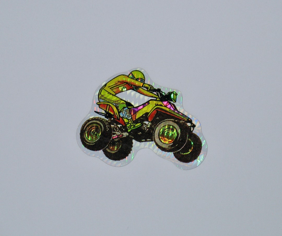 Quad Rider, Prism Sticker, Four Wheeler Decal, Holographic, BMX Rad ...
