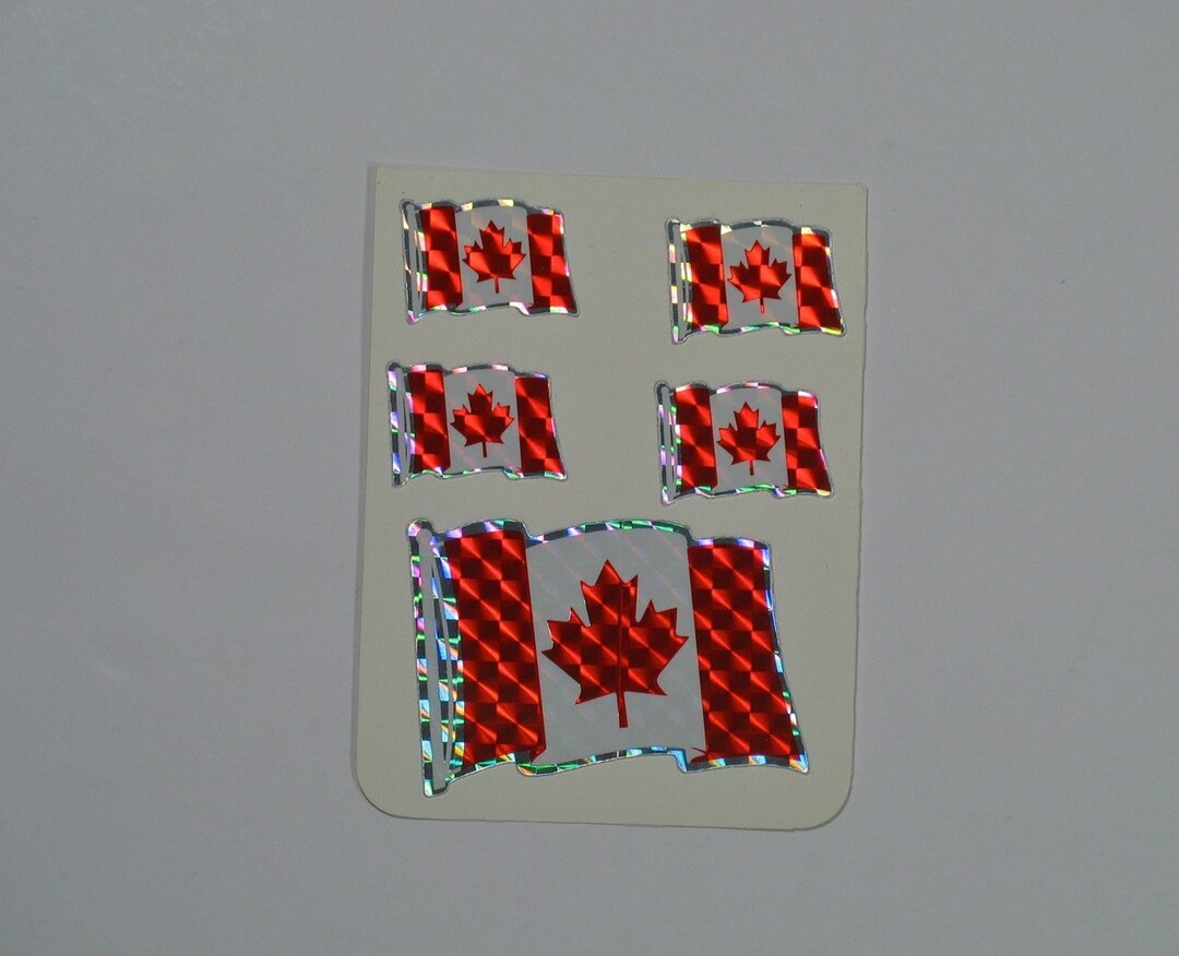 Vintage 80s Canadian Flag Stickers, Red White Prismatic - Etsy