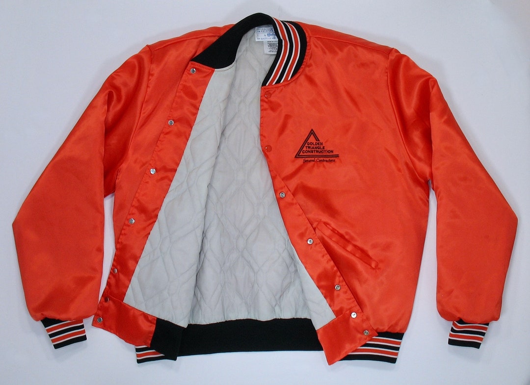 Orange Baseball Jacket, XL Satin Quilted Liner Coat, Westmark Extra ...