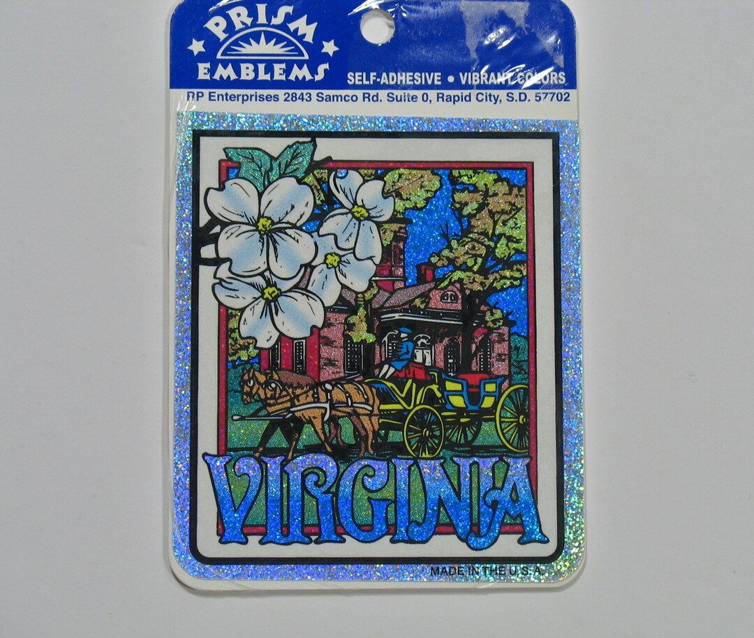 Virginia Sticker, VA Glitter Decal, State Prism Holographic Camper Van ...