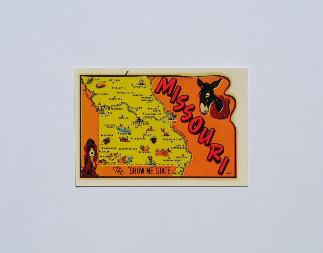 Missouri Map Decal, Water Slide Sticker, MO Show Me State, Midcentury ...