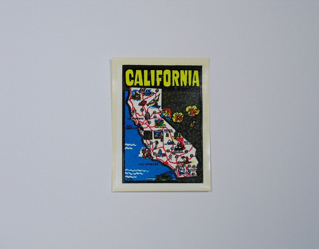 California Map Decal Water Slide Sticker Camper Van Car CA Golden State ...