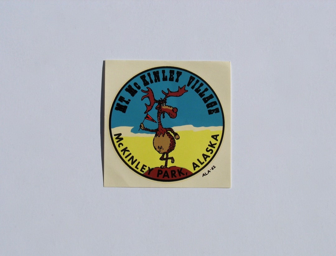 Denali Alaska Decal, Mt Mckinley Village, Moose Sticker, AK State ...