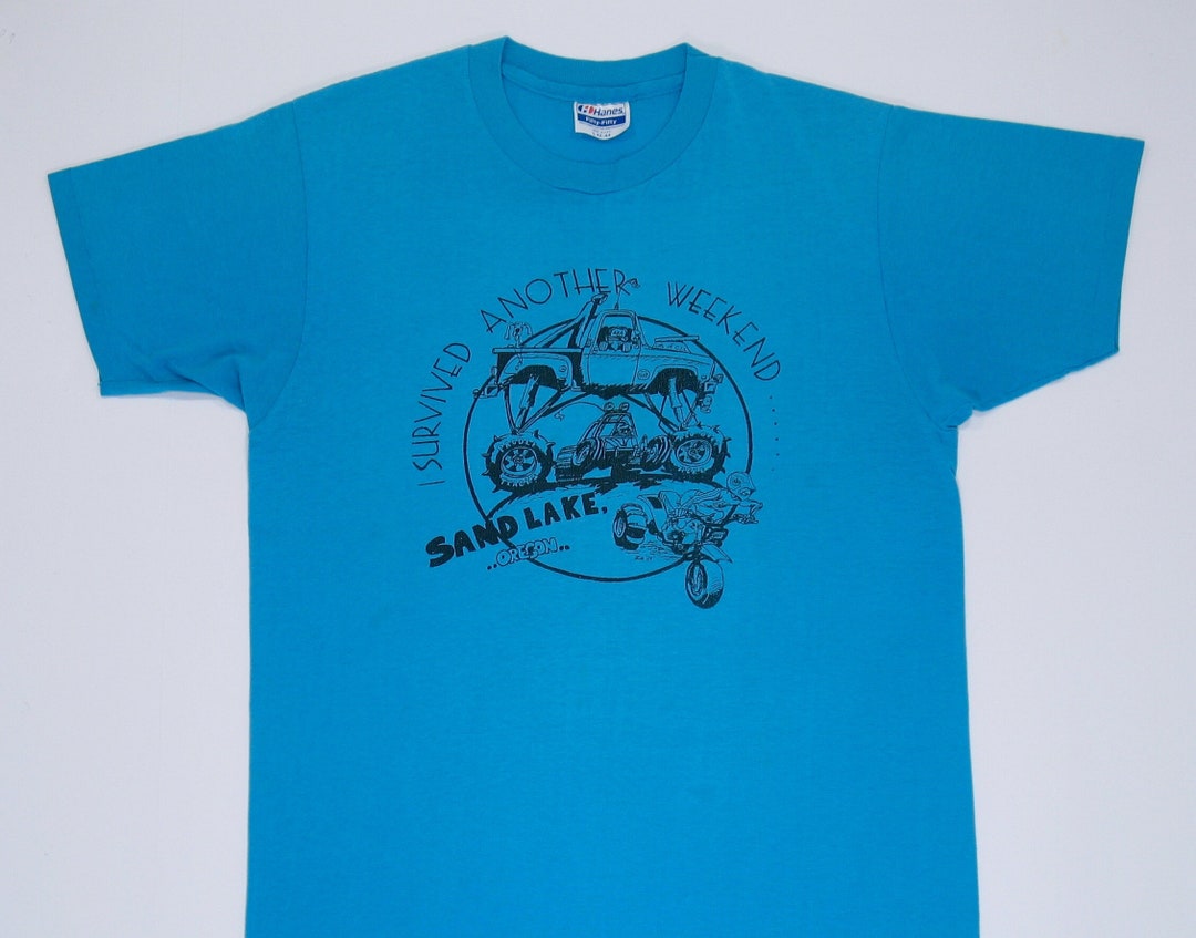 Sand Lake Oregon T Shirt, Medium Blue Tee, Single Stitch, I Survived ...