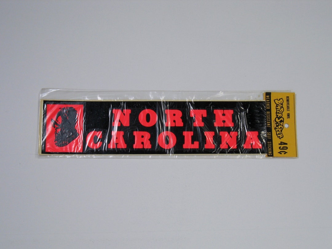North Carolina Bumper Sticker, Neon Decal, Orange Black, RV Camper Van ...