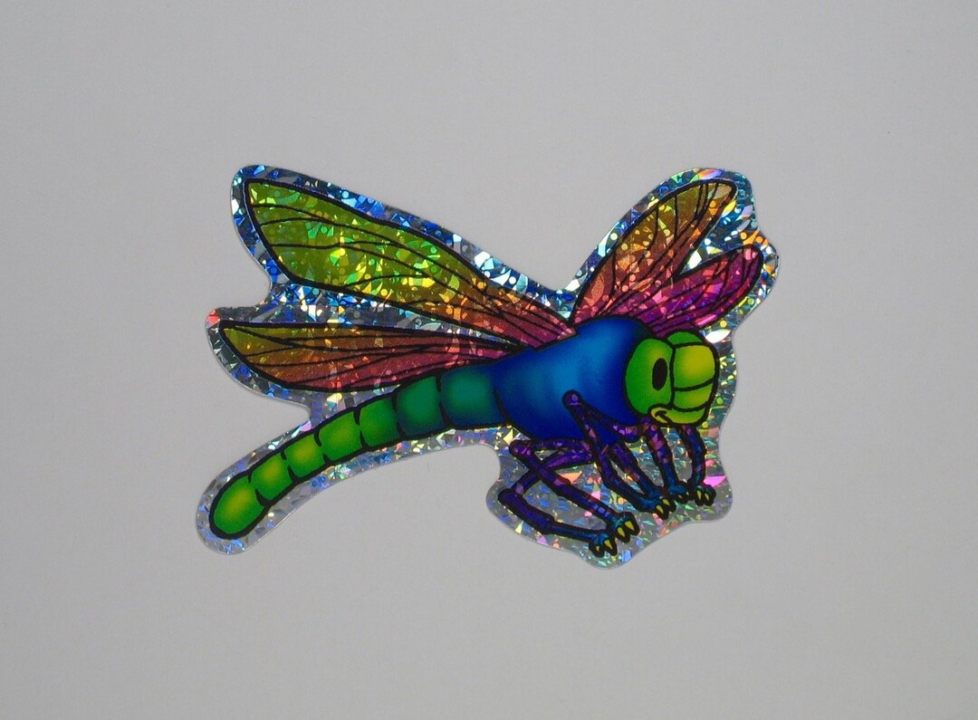 Dragonfly Sticker, Flying Bug Prism Decal, Insect Glitter Foil ...