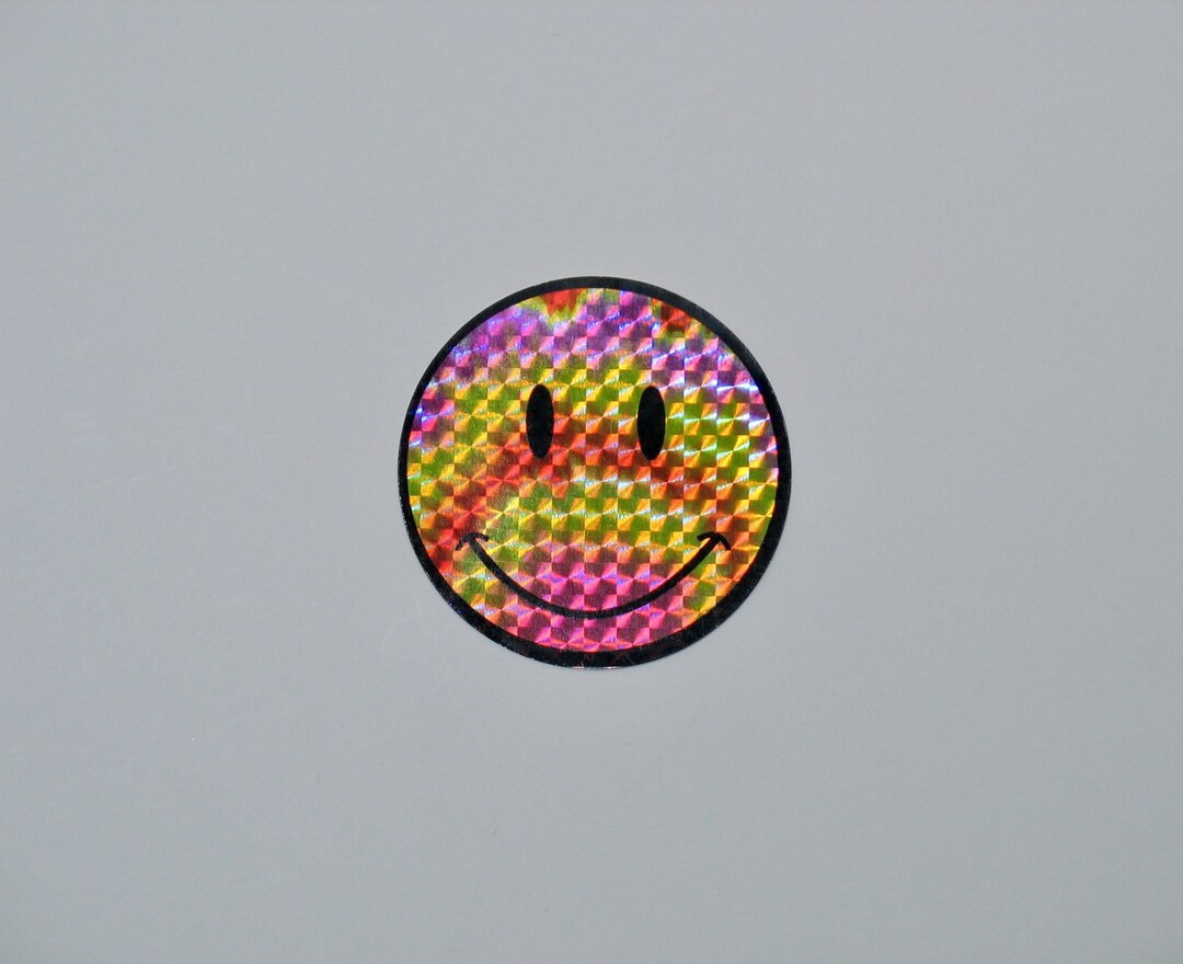 Smiley Face Prism Sticker, Tie Dye Decal, 90s Happy Acid Sunburst Pink ...