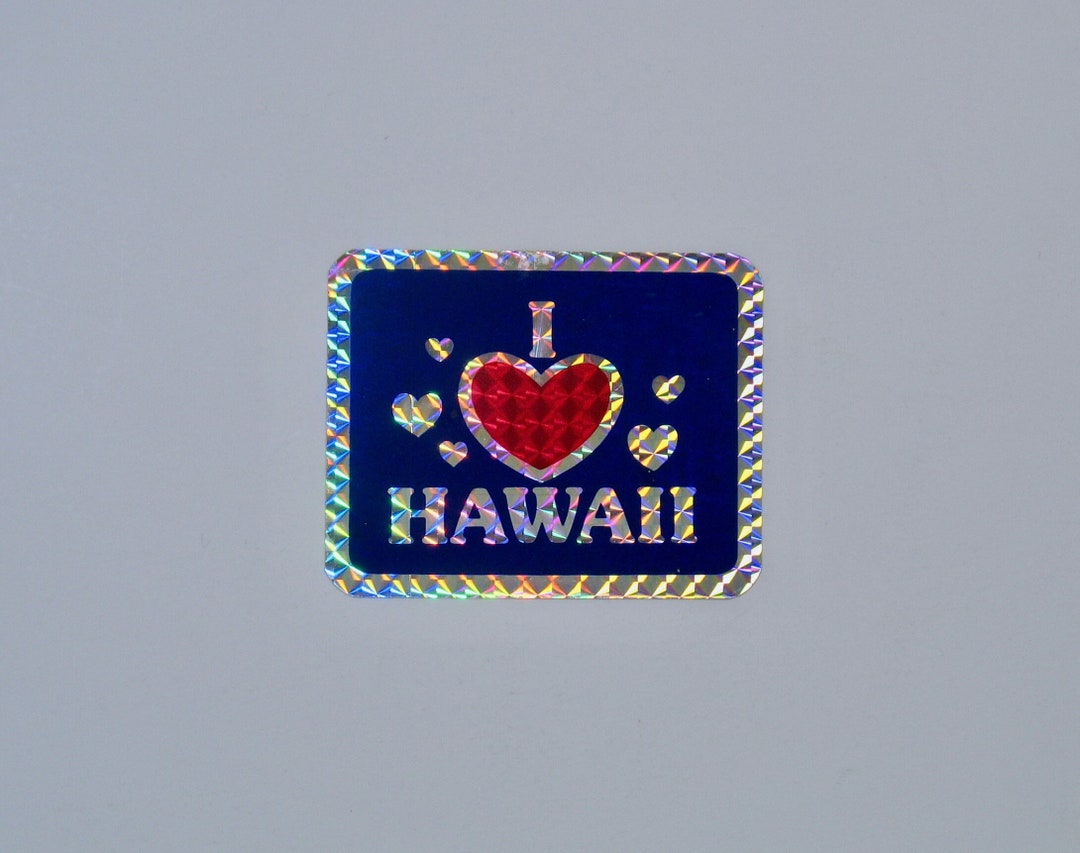 I Love Hawaii Prism Sticker, HI Island Decal, I Heart Hawaii, Blue ...
