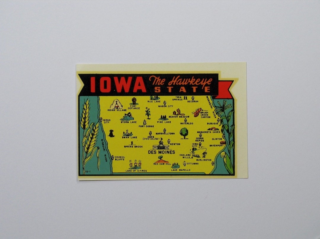 Iowa Map Decal Hawkeye State Sticker Camper Van Car Vintage IA - Etsy
